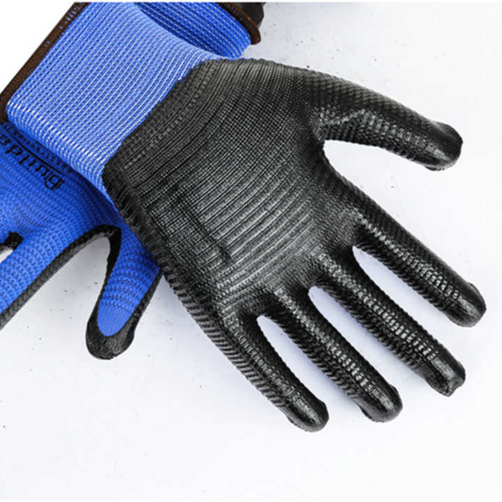 CHUANGYIN Nitrile Work Gloves Coated Work Cheap Crinkle Firm Grip Gardening Construction Work ...