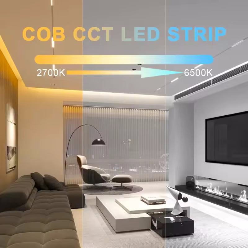 QM Cct Cob Led Strip Light Dual 3 2 in 1 14w 3000k 4000k 6500k Adjustable Full Spectrum Cct Cob ...