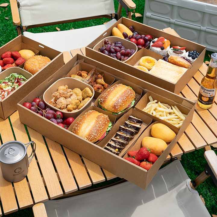 Kraft Grazing Catering Box Packaging With Clear Transparent Lid and ...