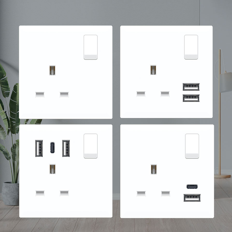 PC Safety Mark Wall Mounted Power Switch Plug Sockets 3-Pin 10A Max ...