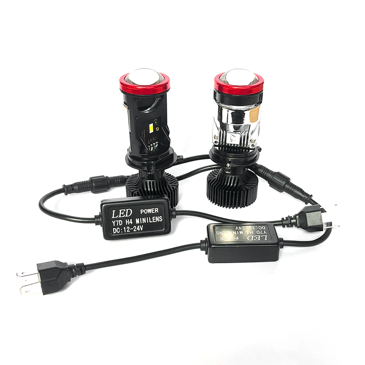 H4 Mini Lens LED Projector 100W High Speed Fan Car H4 LED Headlight ...