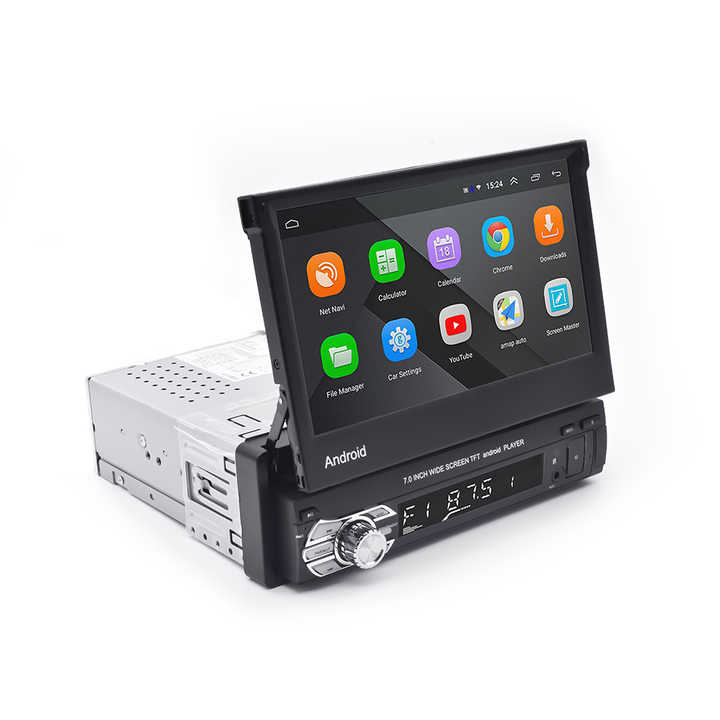 1 Din 7 Inch Motorized Flip Out Touchscreen in Dash Head Unit Mirror ...