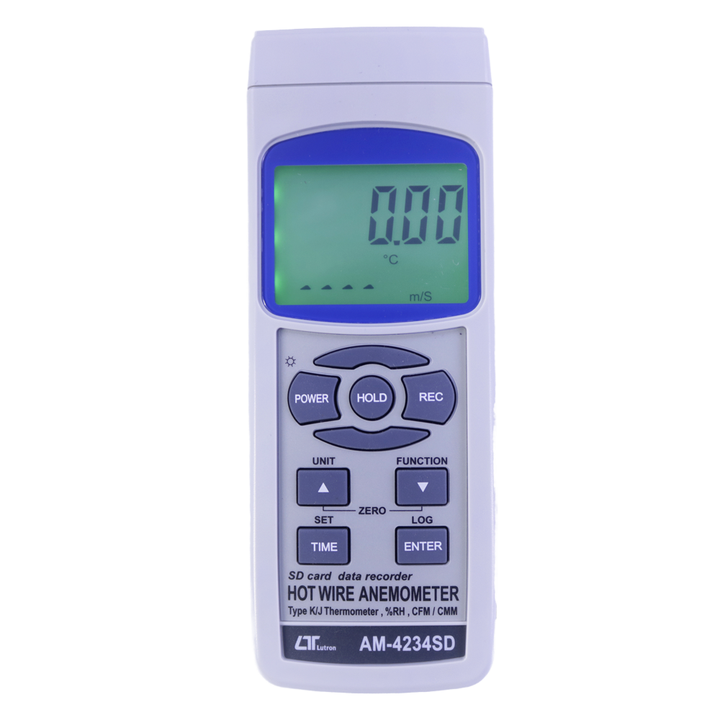 Lutron AM-4234SD Hot Wire Anemometer with Hot Wire Probe and Humidity ...