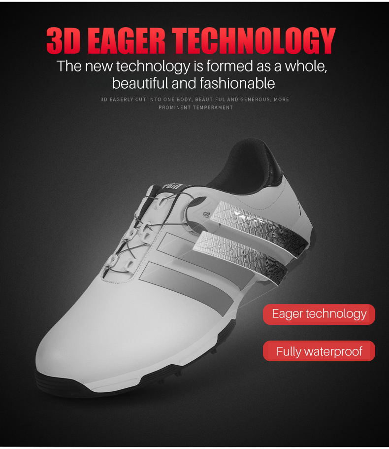 PGM XZ160 Men's Soft Sole Waterproof Anti Skid Quick Lacing Golf Shoes-企业官网