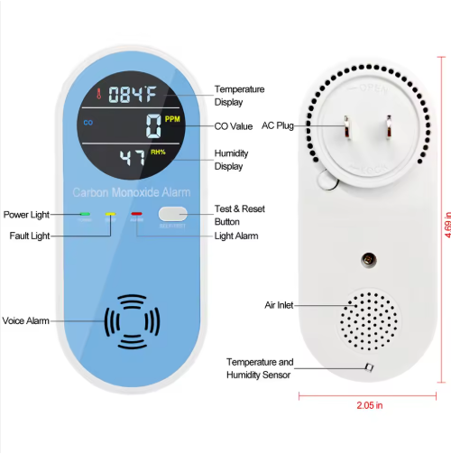 Plug in 3 in 1 Carbon Monoxide Detectors, CO Sensor for Travel with ...