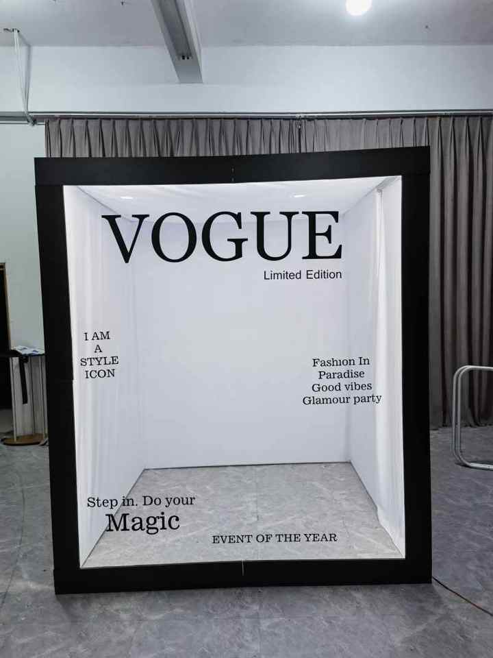 Magazine Photo Booth Box Backdrop with LED Light - Funvisinon