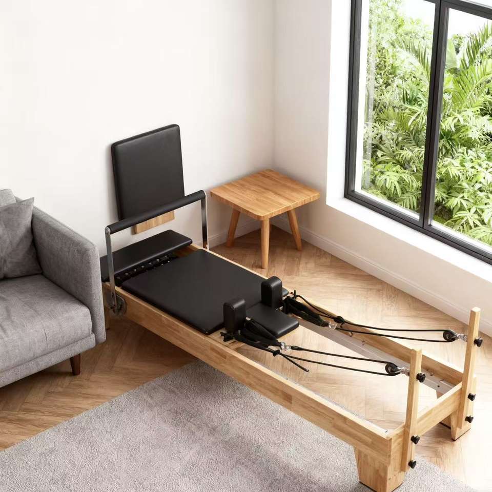 Oak Durable Portable Adjustable Pilates Reformer Machine-Home Use ...