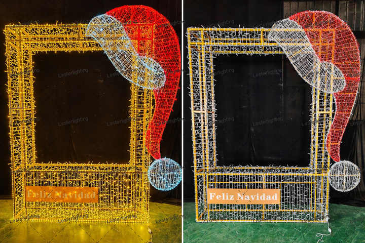 Outdoor Light up Christmas Photo Frame Motif Lights Customizable Hotel ...