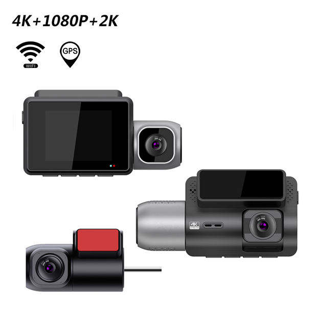 3 Channel 4k Dash Cam Panoramic View Security Wifi Gps Video Recorder ...