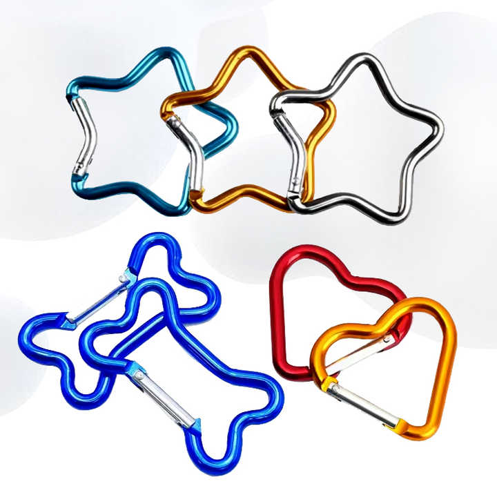 Custom Size Colorful Aluminum Star Shape Carabiner Clips