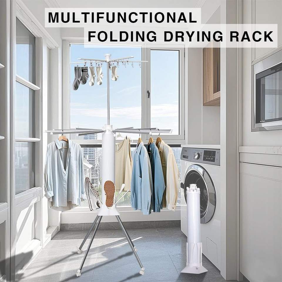 Clothes Drying Rack Foldable and Portable 4-Legged Laundry Drying ...