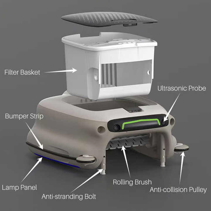 Smart Cordless Robotic Pool Surface Cleaner Auto-Turn Automatic Pool ...