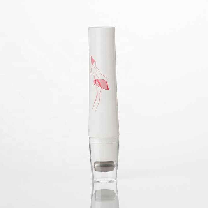 2oz Flat Oval Cosmetic Tube with Silver Roller Ball