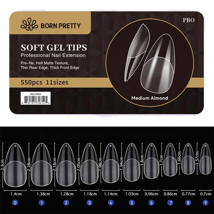 BORN PRETTY Professional Full Cover False Nails Short Coffin Almond ...