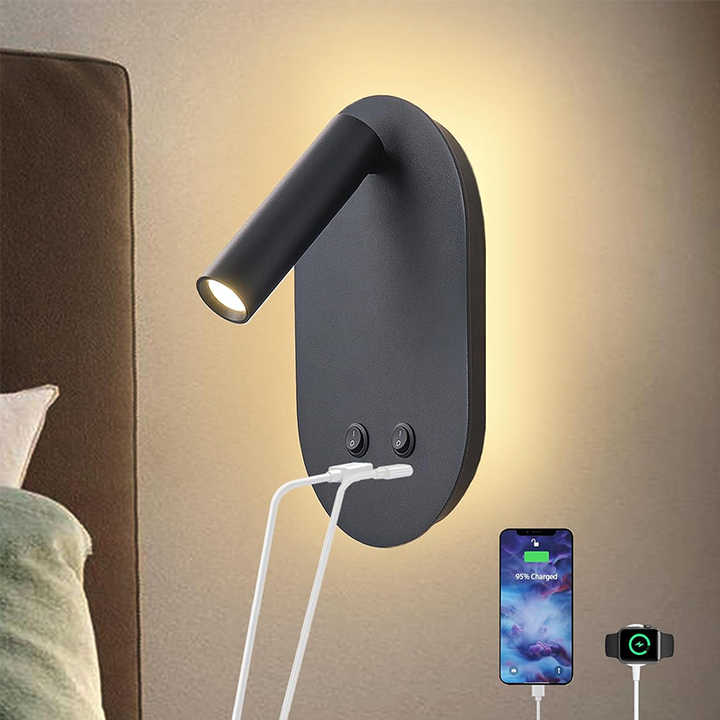 Adjustable LED Reading Light with USB - Perfect for Hotels