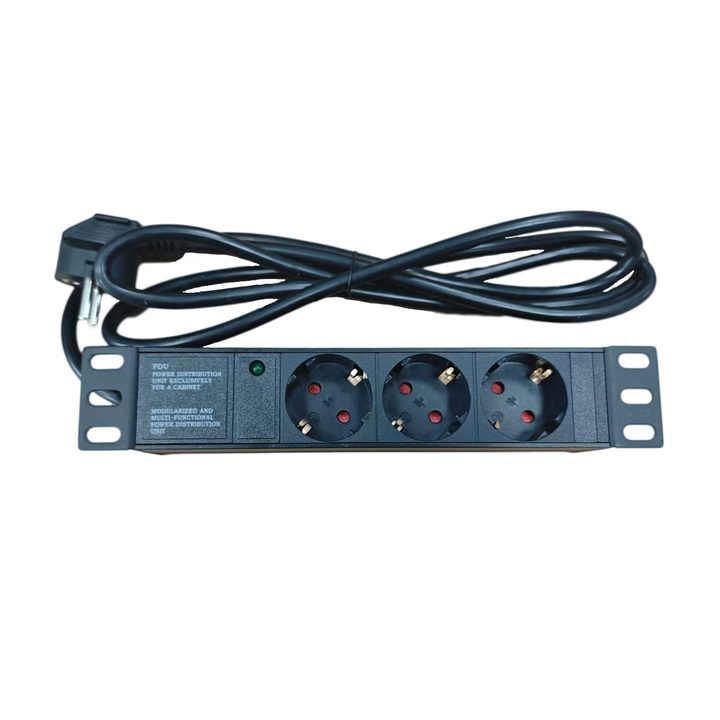 Hot Sale German Type PDU 10 Inch 1U 3 Ways Schuko/EU PDU with Indicator ...