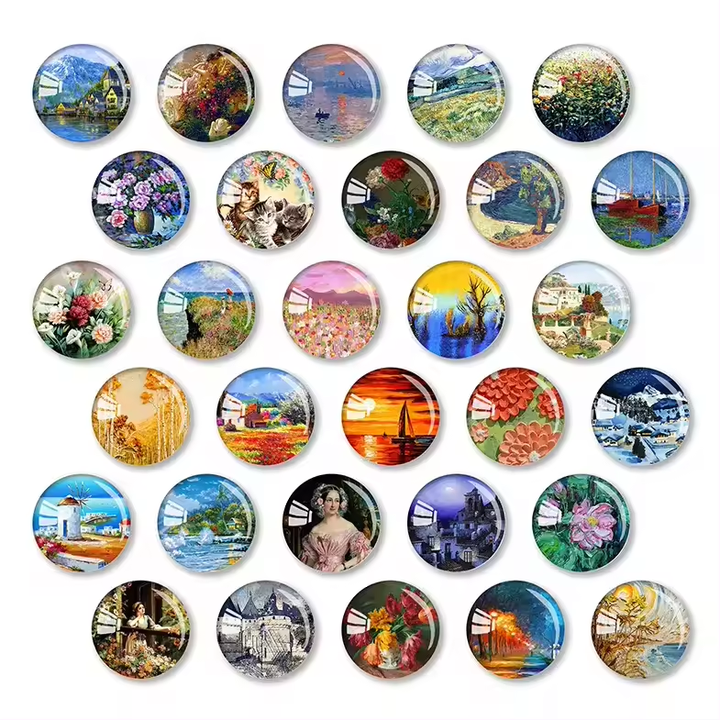 Customised Crystal Refrigerator 3D Clear Round Glass Magnet Sublimation ...