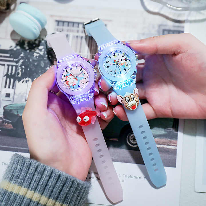 Children s Luminous Watch Girls Child Flashing LIght Cartoon Animals Reloj Wrist Watch Relogio Silicone Band Watch for kids
