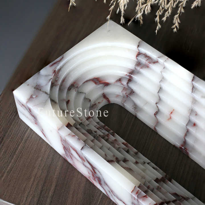 Luxury Bridge Shape Natural Calactta Viola Marble Ornament Bookend for ...