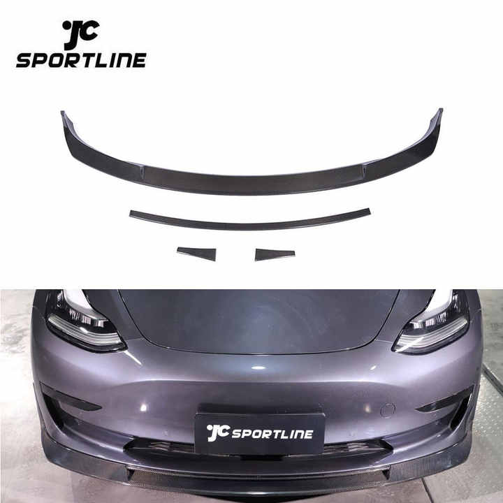 JC Sportline Carbon Fiber Front Splitter Lip for Tesla Model 3