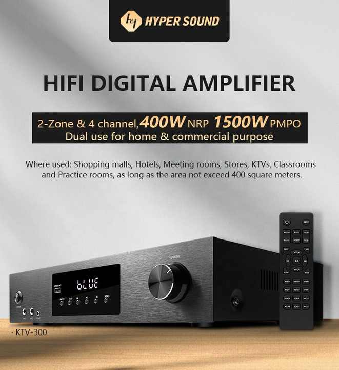 Hypersound 2025 Hot Sale 2 Zones 4ch Audio System Amplifier