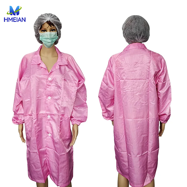 pink Custom 5mm Esd Lab Coat Logo Stripe Anti-static Suit Workwear Anti ...