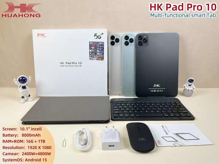 5G+ HK Pad Pro 10 - 10.1" Android 15 Tablet | 16G RAM, 1TB Storage for ...