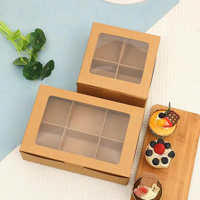 Cellophane Cake Box - 4/6/12 Compartment Paper Cupcake Packaging Box ...