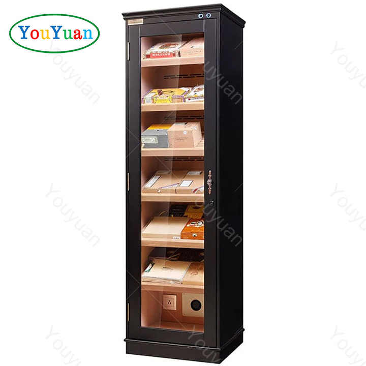 2ft Mini Cabinet Cigar Display Shelf with Lighting & Humidor