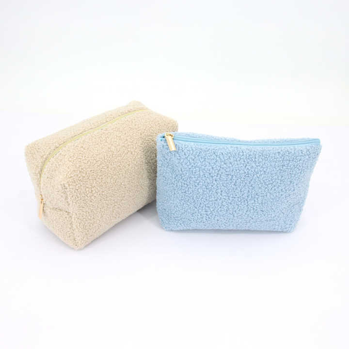 Velvet Terry Cloth Makeup Bags Terry Toiletry Bag Teddy Cosmetic Bag ...