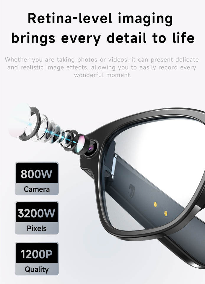 L801 Smart AI Glasses with 8MP HD Camera Video Recording WIFI ...