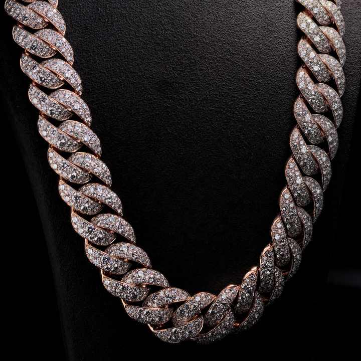Iced Out 10K Rose Gold Cuban Link Chain with Lab Grown Diamonds