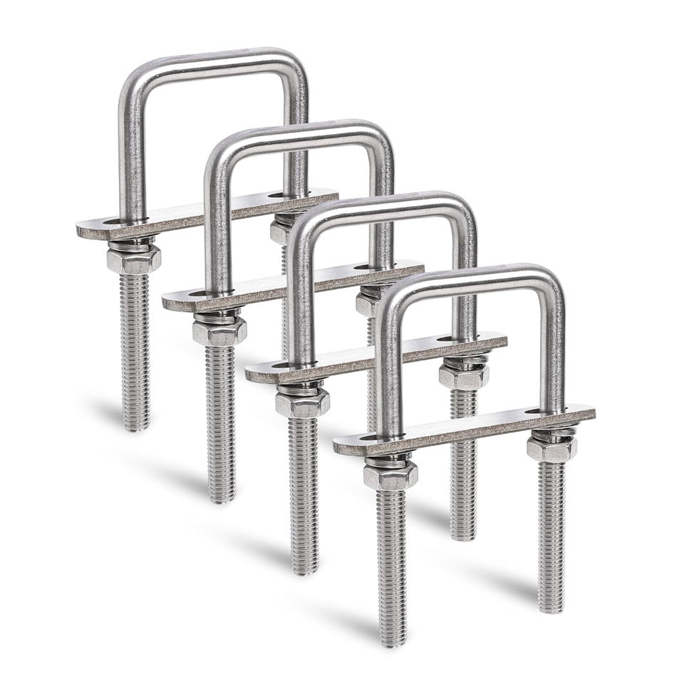304 Stainless Steel Square U-Bolts with Nuts Bolt Plate and Washers ...