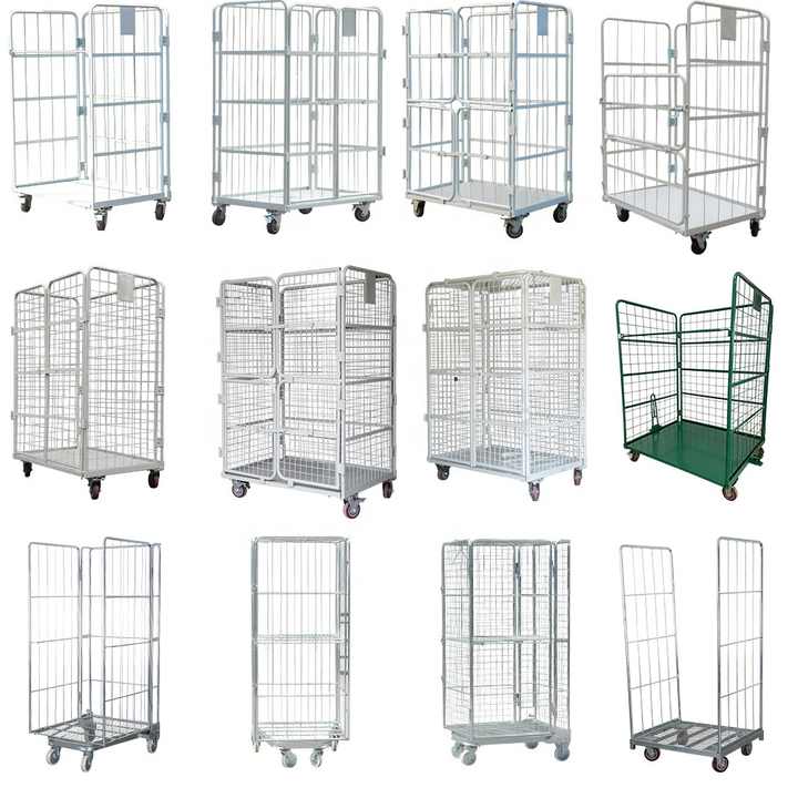 Warehouse Logistics Trolley Foldable 4-Sided 500kg Durable Logistics ...