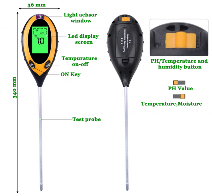 4i N1 Electronic Digital Soil Testing Instrument pH Value/thermometer ...