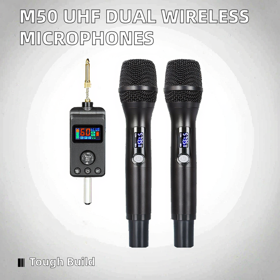 Lane D80 UHF Dual Wireless Handheld Microphones for Karaoke