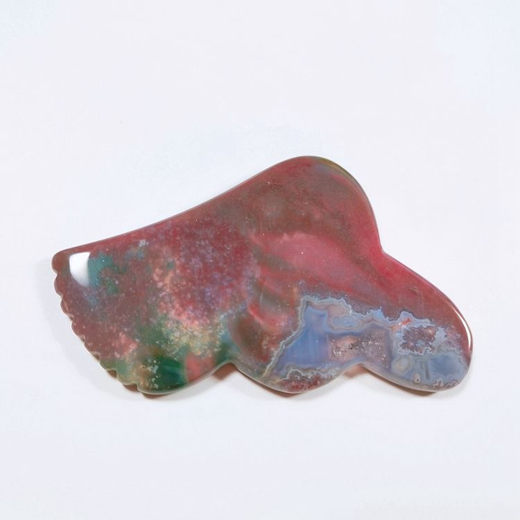 DIY Cheap Price Gua Sha Plane Heart Shape Moss Agate Heart Gua Sha ...