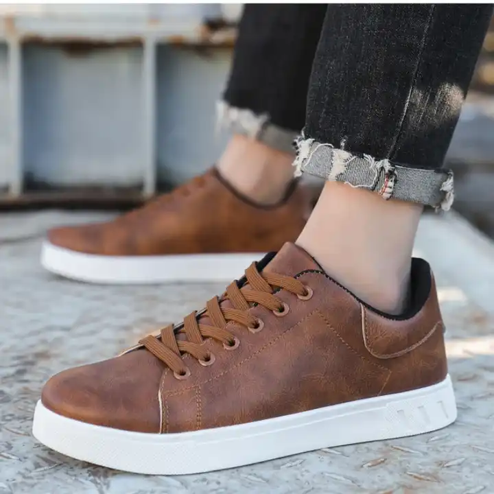 DZNAN ZH507 Sports Shoe Brown Pu Leather Men Vulcanized Shoes Fashion ...