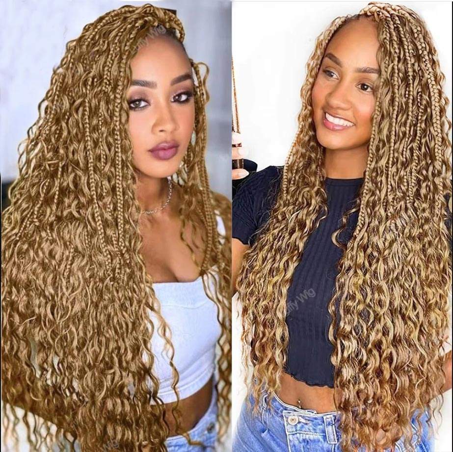Boho Crochet Braids with Pre Looped Human Hair in Honey Blonde, Perfect ...