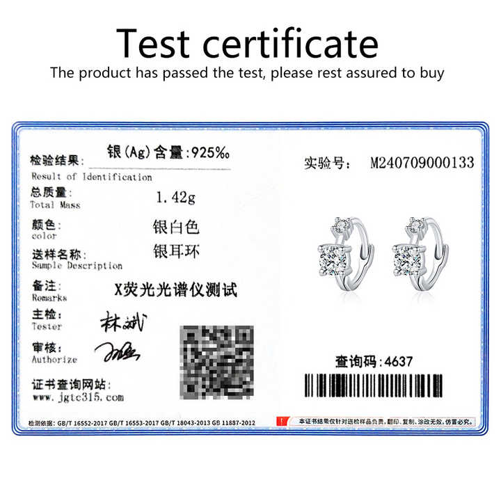 925 Sterling Silver Geometric 5A Cubic Zirconia (CZ) Ear Clip Hoop Earrings Light Luxury Shiny ...