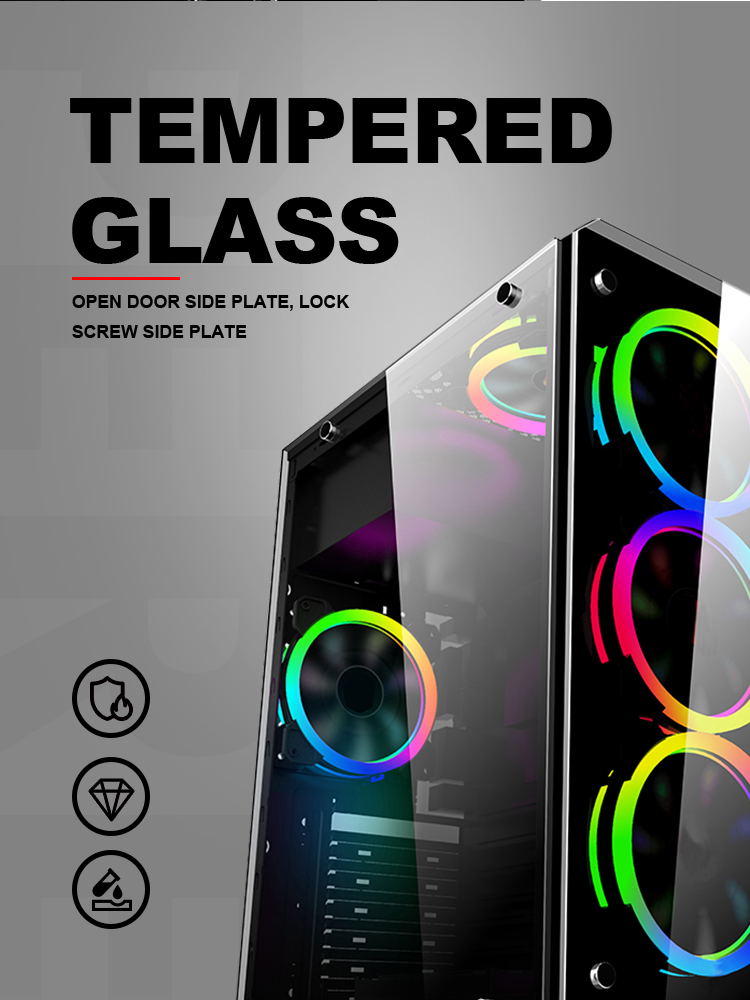 itx cpu cabinet cool atx full tower desktop with LCD acrylic computer ...