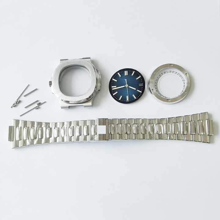 Fit 2824 Watch Case Parts 5711 Blue Dial with Stainless Steel