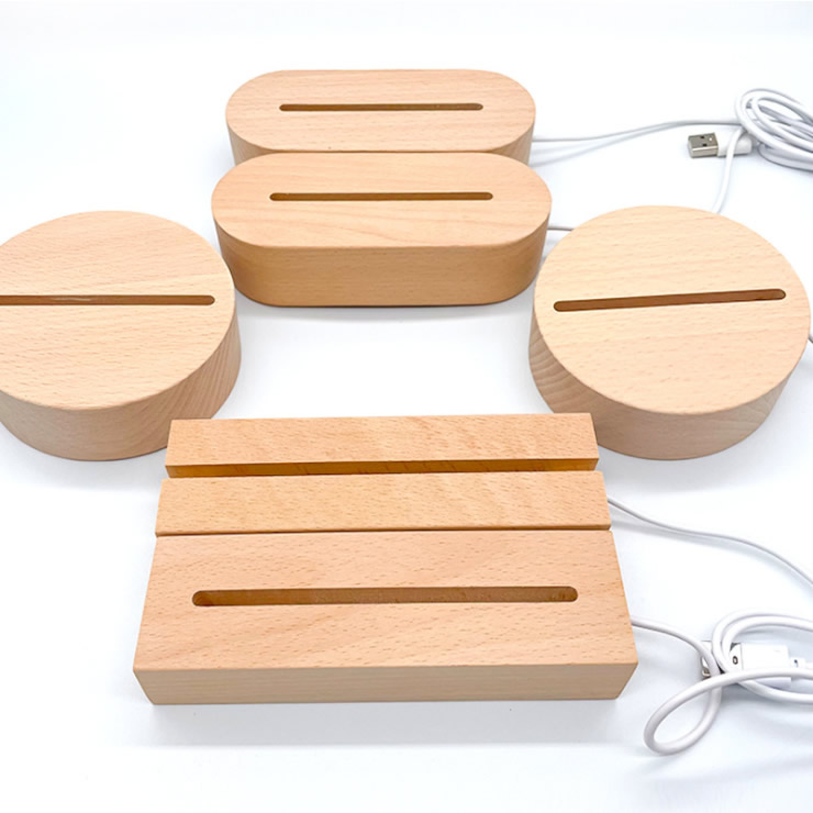 LED Light Bases for Acrylic - Wooden USB Dimmable