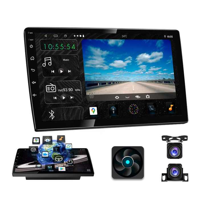 Jmance 9 Inch Android 11 Car Radio with Dual Cameras