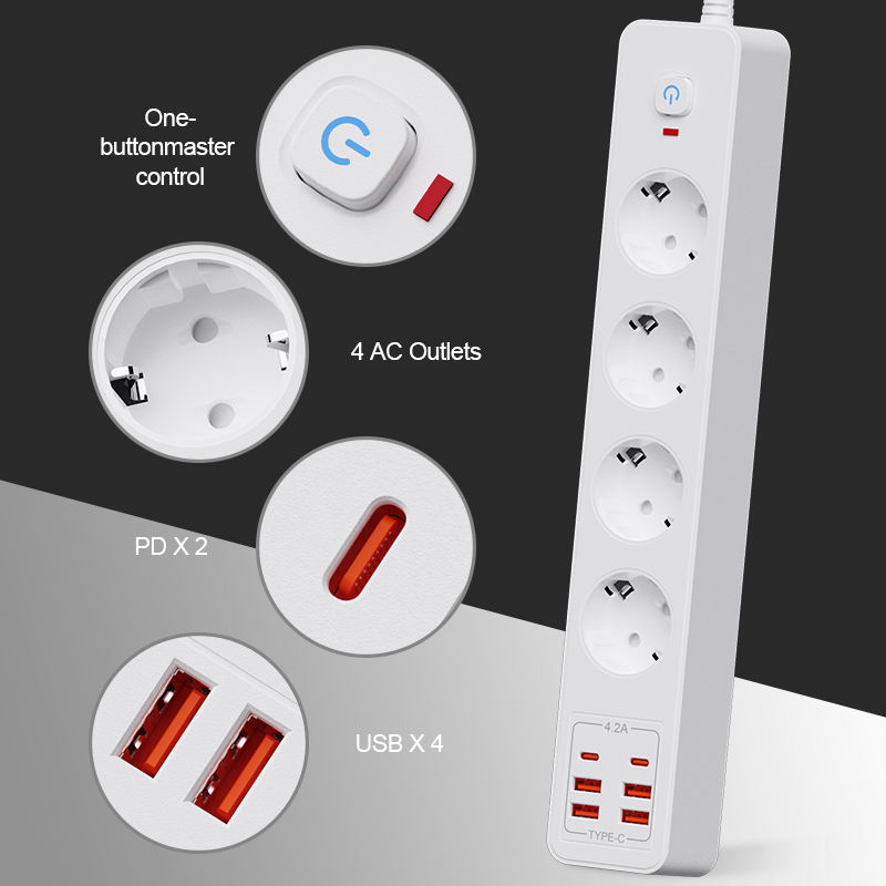 European Standard Power Extension Socket Multiplug with USB & Surge ...