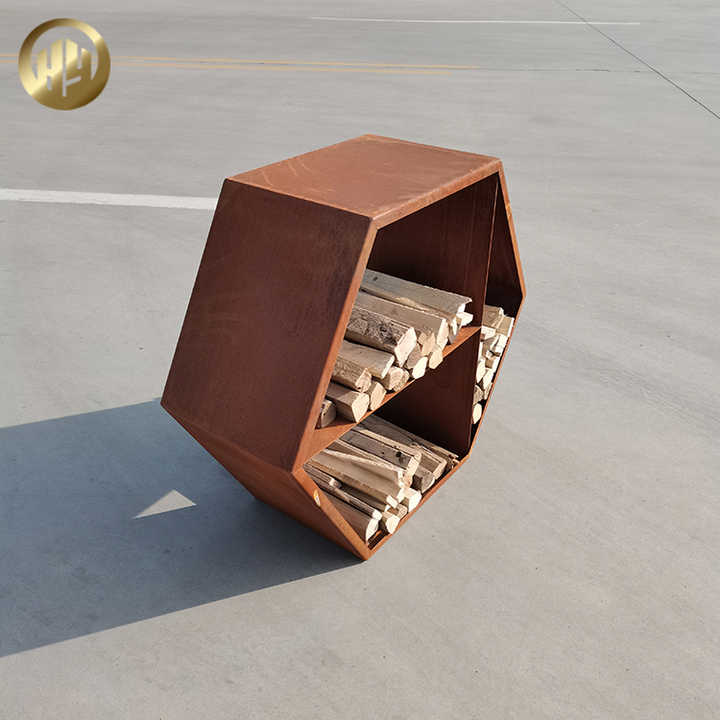 Factory Supply Distinctive Design Corten Steel Metal Wood Storage ...