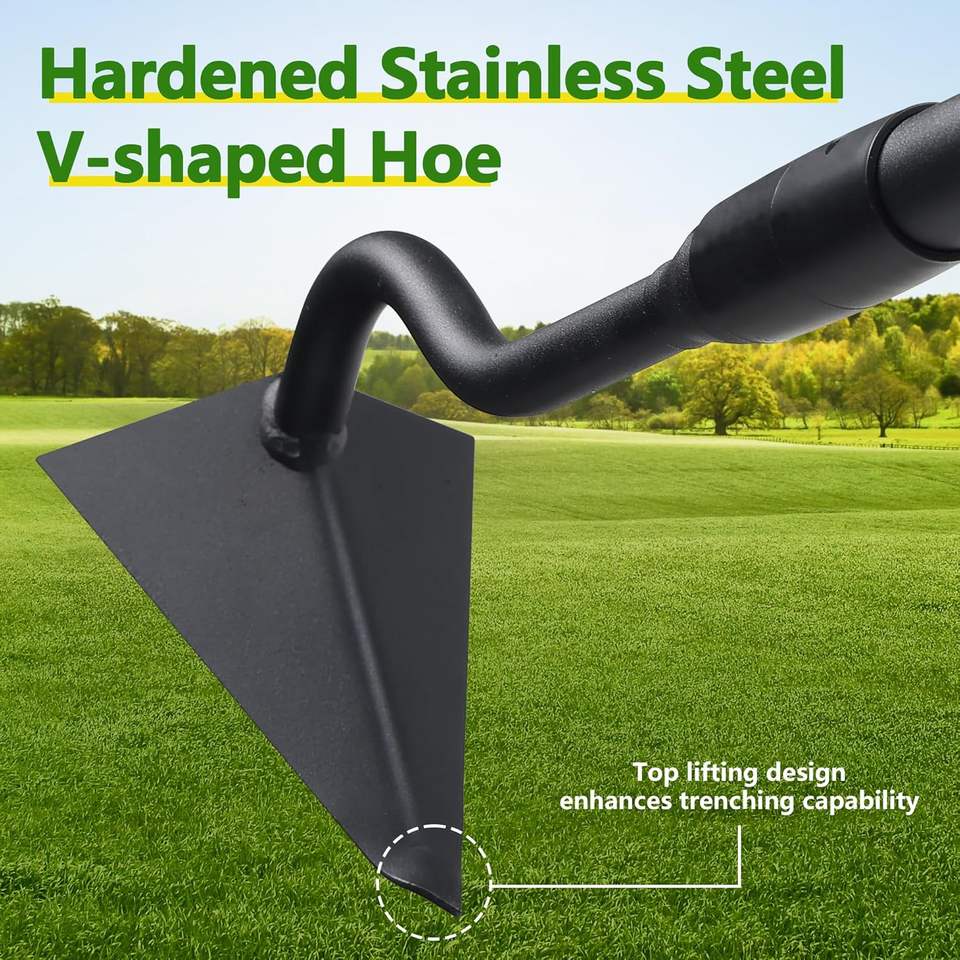 Garden Hoe with Extended Handle for Weeding Hoeing Loose Soil Raking ...