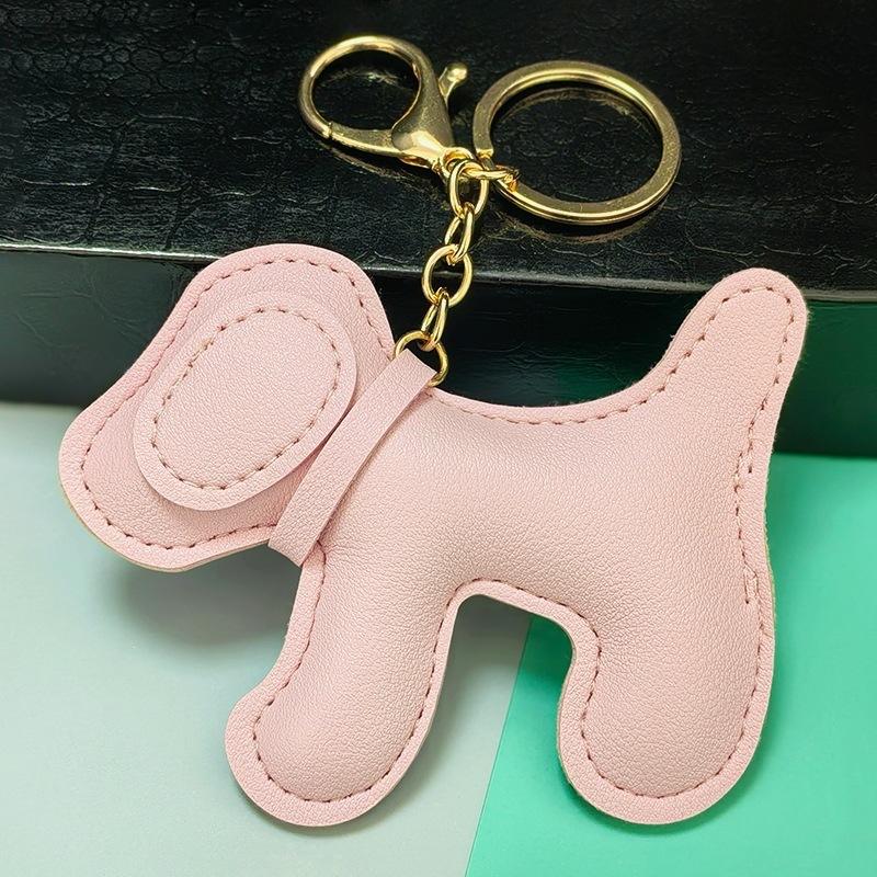 Cute Cartoon Dog Keychain PU Leather Bag Charm Car Key Ring Pendant ...