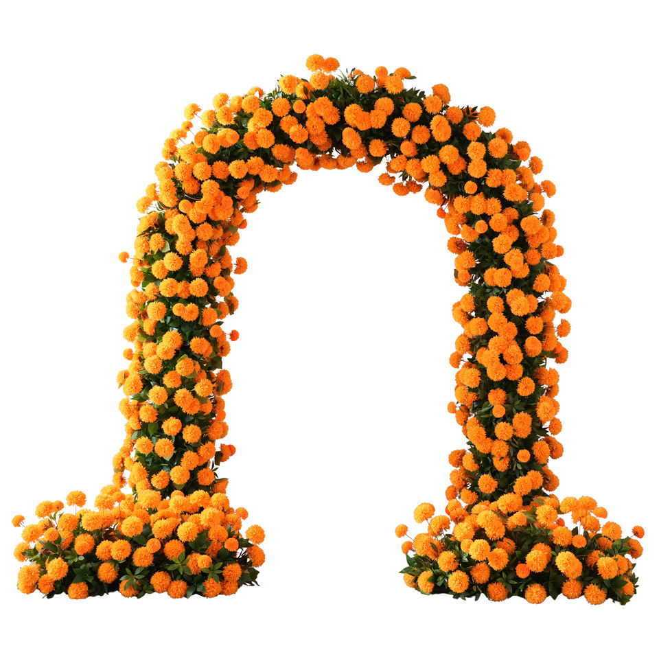 A9093 Orange Pompom Two Sides Flower Wedding Outdoor Backdrop Door Arch ...
