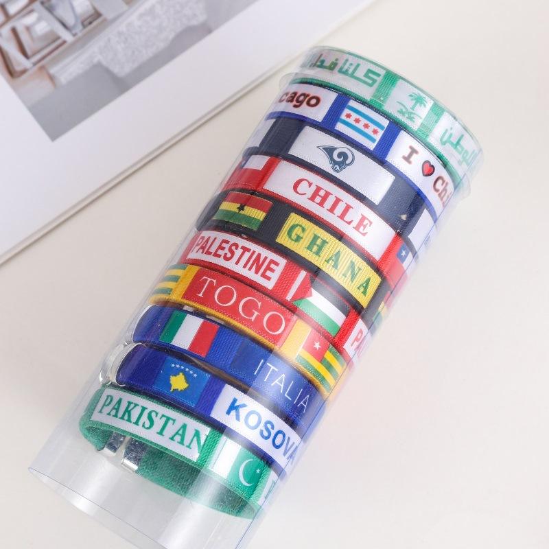 Football Team National Flag Embroidered PVC Elastic Bracelet for Canada ...